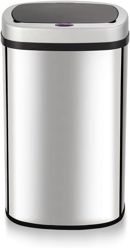 Devanti Rubbish Bin 68L Sensor Black Steel Body Kitchen Trash Bins ...