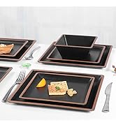Amazon.com: 12 Piece Melamine Plates and Bowls Sets Square Dinner Set ...