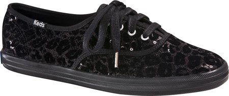 Buy Keds Women's Champion Leopard Flocked Sequin Sneaker,Black Flocked ...