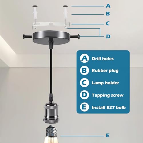 Yexati Ceiling Pendant Light Fitting, Light Fittings Ceilings,Vintage ...