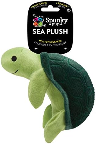 Amazon.com: Spunky Pup Sea Plush Dog Toy | Furry, Squeaky & Floatable Dog Toy | Medium Turtle ...