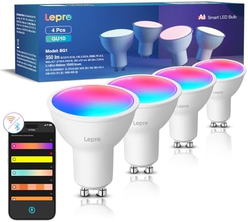 Lepro BG1 AI GU10 Smart Bulb - RGBCW Dimmable Color Changing LED Bulbs ...