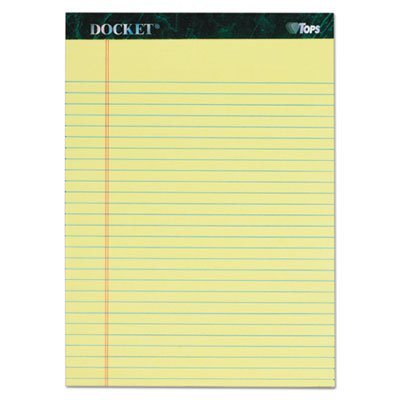 Docket Ruled Perforated Pads, 8 1/2 x 11 3/4, Canary, 50 Sheets, 6/Pack ...