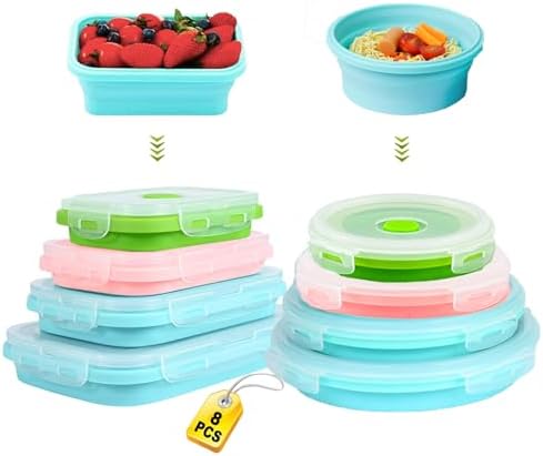 Amazon.com: Mifoci Set of 8 Silicone Collapsible Food Storage ...