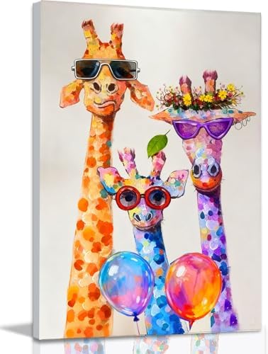Amazon.com: 12x16 Graffiti Giraffe Family Canvas Wall Art, Colorful ...