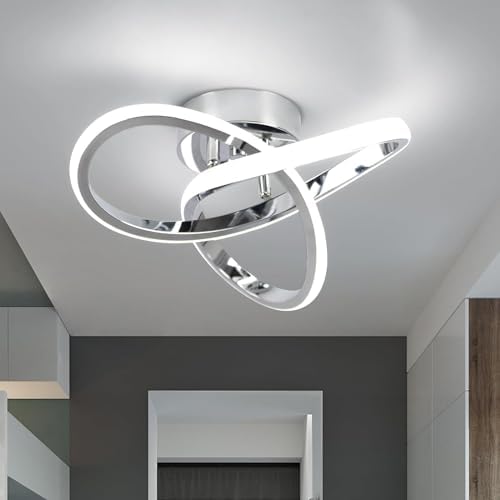 EIDISUNY LED Ceiling Light, Curved Creative Modern Chrome Ceiling Lamps ...