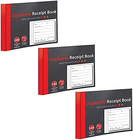 1-80 Pages Numbered Duplicate Receipt Book, Half Size Duplicate Receipt ...