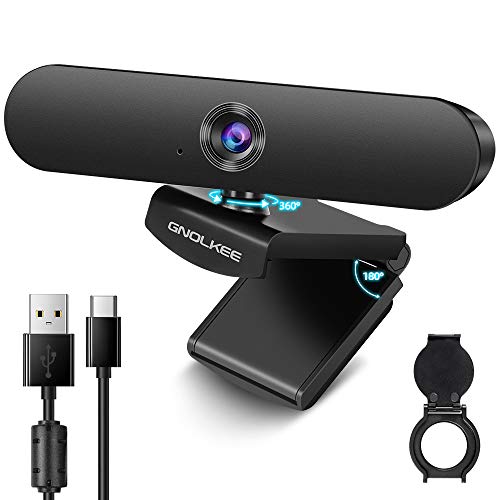 Buy Webcam 4K, Gnolkee 8MP Computer Camera with Microphone and Privacy ...