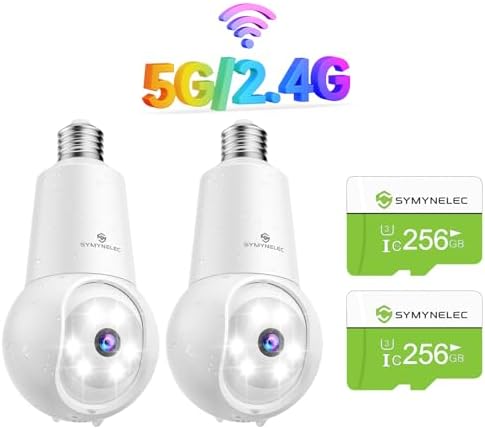 Amazon.com : SYMYNELEC 2.5K 5GHz/2.4GHz Light Bulb Security Camera ...