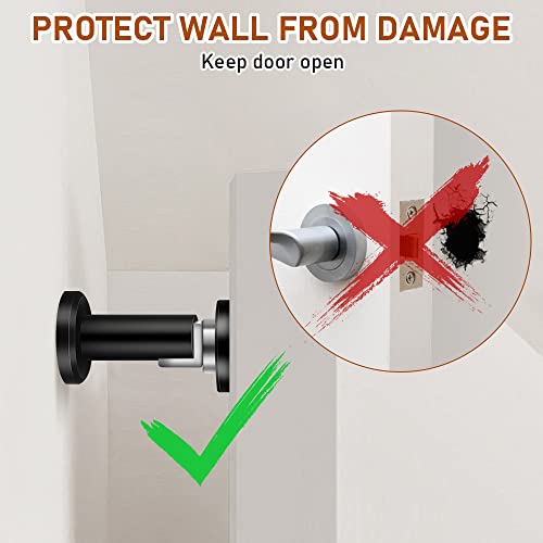 KOLAKO Door Stoppers, Magnetic Door Stops Black Wall Floor Mount Heavy ...