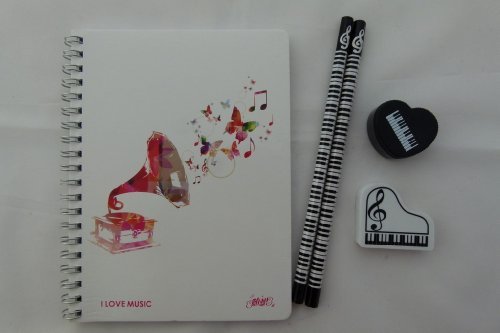 Music Themed Stationery - Colourful Musical Phonograph Notebook, HB ...