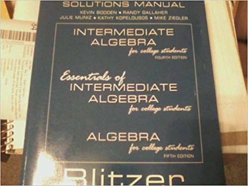 Student Solutions Manual for Intermediate Algebra or College Students ...