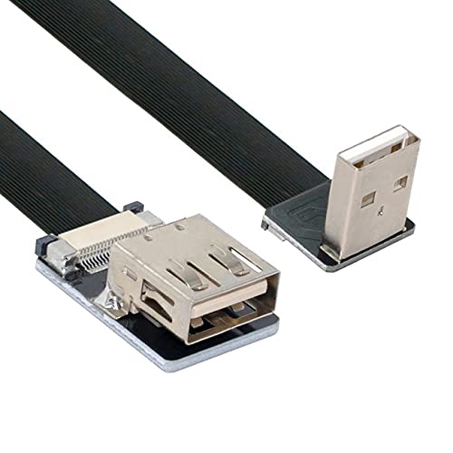 NFHK Down Angled USB 2.0 Type-A Male to Female Extension Data Flat Slim ...
