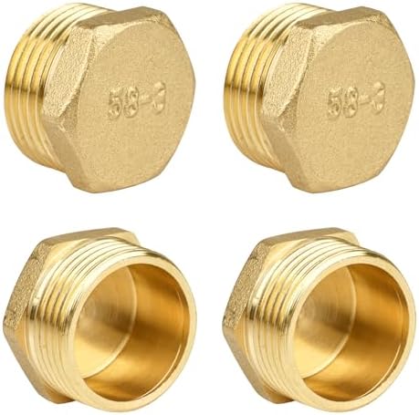 Pack of 4 Brass Plugs 3/4 Inch Male Thread, Brass Blind Plug AG with ...