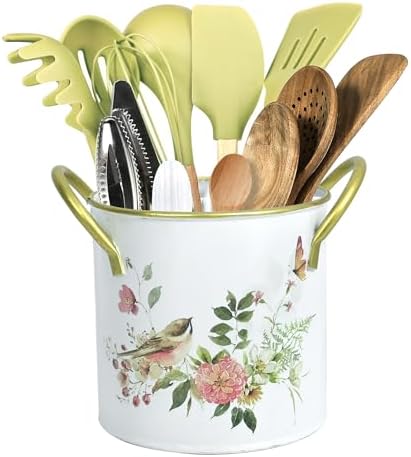 Amazon.com: Pumtus Vintage Farmhouse Utensil Holder, 4 Compartment ...