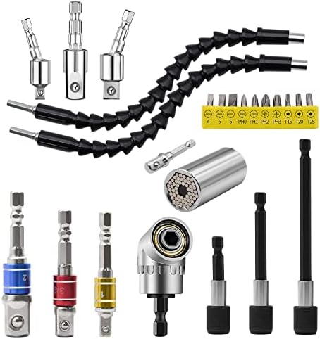 36pcs Flexible Drill Bit Extension Set, Including 105° Right Angle ...