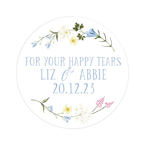 Manta Makes for your happy tears wedding stickers | personalised ...