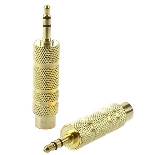2 Pcs Gold Plated 3.5mm Stereo Male to 6.3mm Audio Mono Female Adapter ...