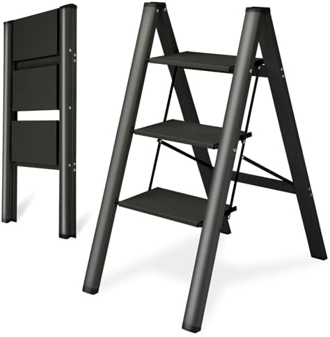 Winado 3 Step Ladder, 330LBS Folding Step Stool with Wide Anti-Slip ...