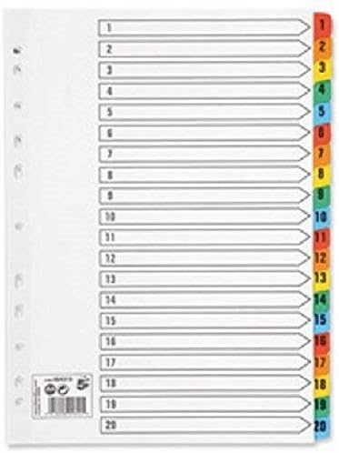 2 x Set of A4 File Dividers Numbered 1-20 Plastic Tabs : Amazon.co.uk ...