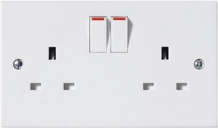 Invero® Doubled Plug Wall Electric Socket Switched 2 Gang 13A Double ...
