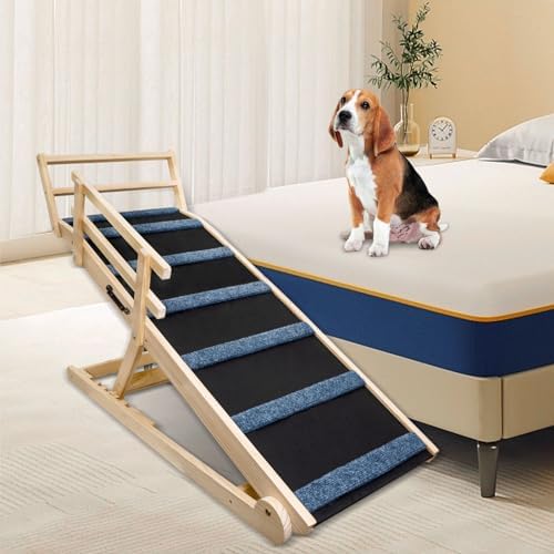 Amazon.com: Wooden Dog Ramp for Bed - 5 Level Adjustable Ramp for Dog ...