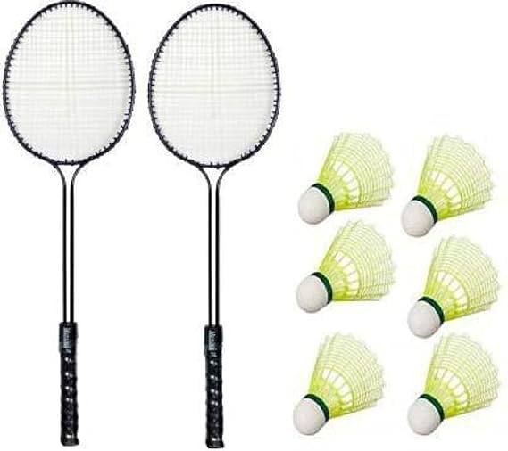 Buy A1VK Badminton Set of 2 Piece Racquet with 6 Piece Plastic Shuttle ...
