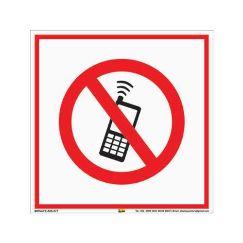 Mr. Safe - No Mobile Phones Sign Eco Vinyl Sticker 8 inch X 8 inch ...