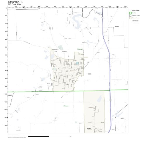 Amazon.com : ZIP Code Wall Map of Staunton, IL ZIP Code Map Laminated ...