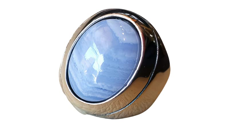 Amazon.com: Blue Lace Agate Mens Ring, Silver Jewelry, 925 Silver Ring ...