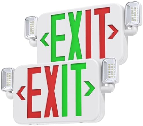 SITISFI Led Exit Sign Emergency Lights Combo Red/Green Color Switchable ...