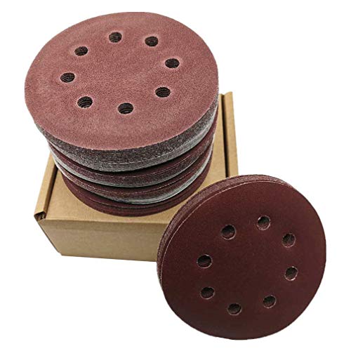 100 Pcs 5 Inch Sanding Discs 8 Hole Hook Loop Sandpaper - ¿Dónde ...