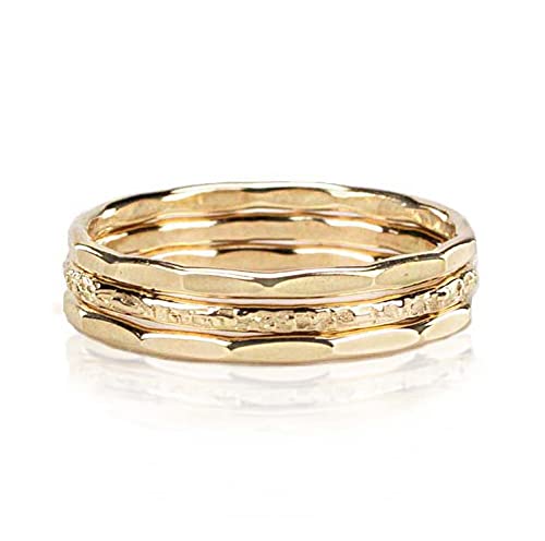 Amazon.com: Hammered Stacking Rings, Set of 3, Stackable Bands, Custom ...