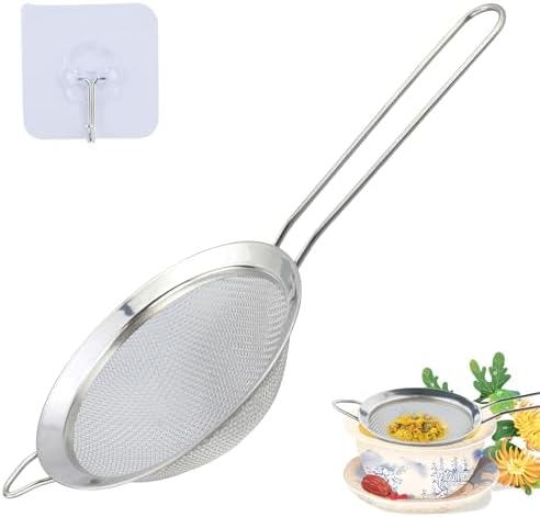2Pack Small Stainless Steel Fine Mesh Strainers with Kitchen Hooks,8 cm ...