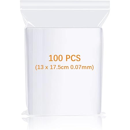OLITY 100 PCS Resealable Clear Plastic Bags, 13cm x 19cm Upgraded ...
