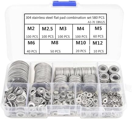 POGEPE 580-Piece Stainless Steel Flat Washer Set, 304 Stainless Steel ...