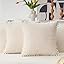 Home Brilliant Cream Cushion Covers 45X45 Set of 2, Boho Pom Pom ...