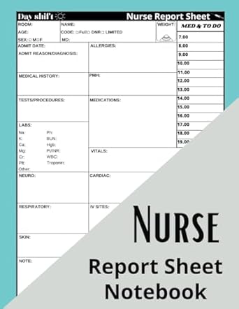 Nurse Report Sheet Notebook Day or Night Shift: Nursing SBAR Report ...