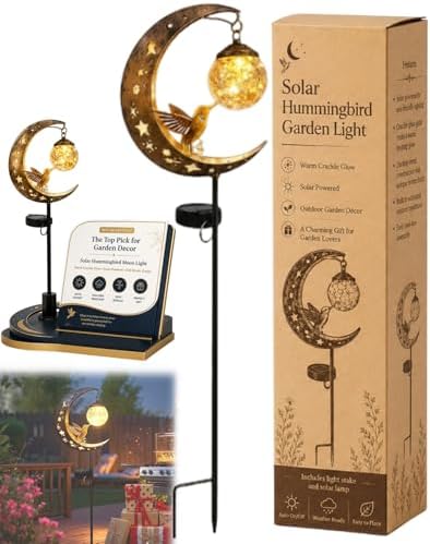 QBRNVKF Hummingbird Moon Solar Garden Stake Light Waterproof Half Moon ...