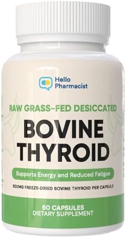 Amazon.com: Raw Desiccated Bovine Thyroid 300mg Per Capsule - Energy ...
