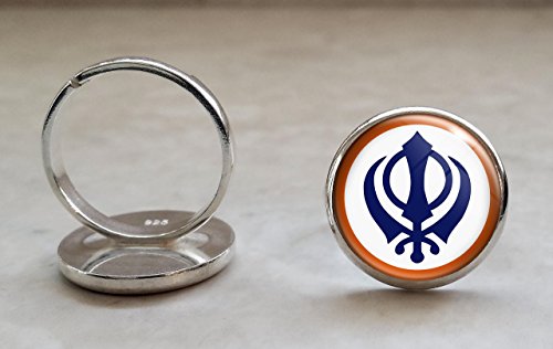 Amazon.com: Sikh Khanda Symbol .925 Sterling Silver Adjustable Ring ...
