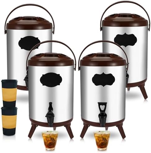 Amazon.com | Yungyan 4 Pcs Stainless Steel Insulated Beverage Dispenser Hot drink dispenser ...