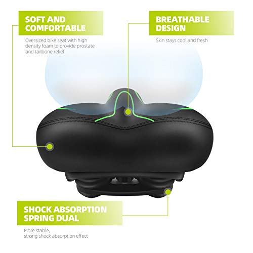 Roguoo Bicycle Seat, Wide Bike Seat for Men Women, Comfortable Memory ...