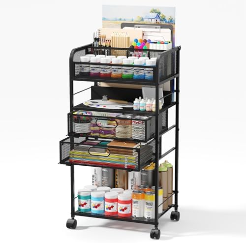 Amazon.com: Homsorout Art cart, 5 Tier Rolling Cart - Utility Cart with ...