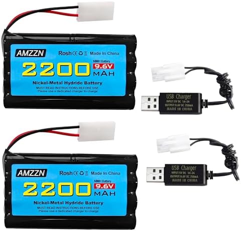 Amazon.com: AMZZN 9.6V 2200mAh AA NiMH Battery with Tamiya Plug and USB ...