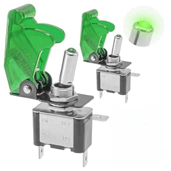 HSF 2 Pack 12V 20A ASW-07D Rocker Lighted Toggle/ButtonSwitch, 3 Pin ...