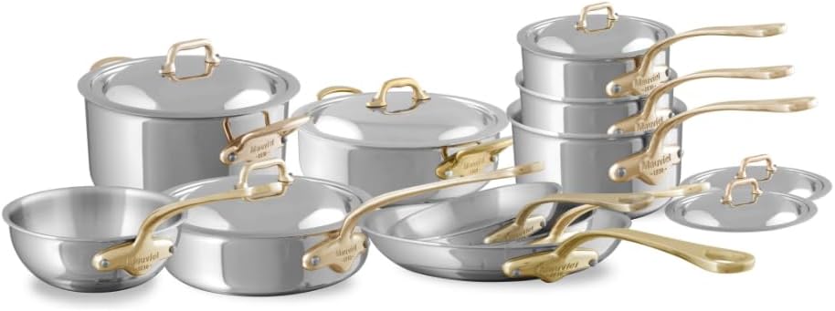 Amazon.com: Mauviel M'Cook B 5-Ply Polished Stainless Steel 16-Piece ...