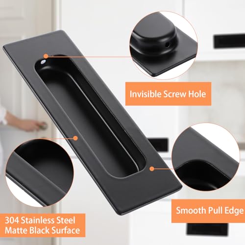 APACALI 10 PCS Sliding Door Handles, 120mm Recessed Door Handles, Black ...