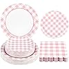 Amazon.com: 150Pcs Pink Gingham Party Supplies Pink Gingham Paper ...