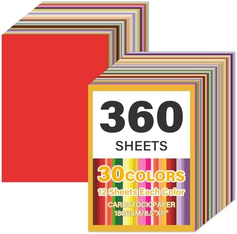 Amazon.com: 360 Sheets 8.5" X 11"Colored Cardstock, 30 Assorted Colors ...